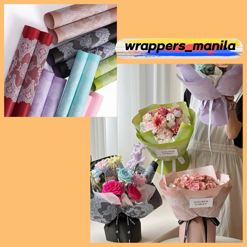 20pcs Lace Border Wrappers Bouquet Wrapping Material (Waterproof ...