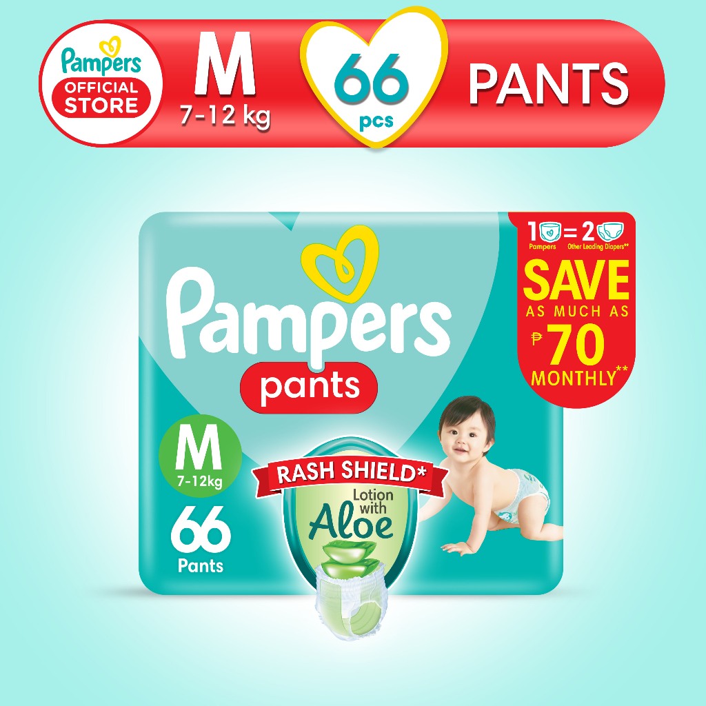 Pampers Baby Dry Pants Diapers Medium 66s x 1 pack (66 pcs) | Shopee ...