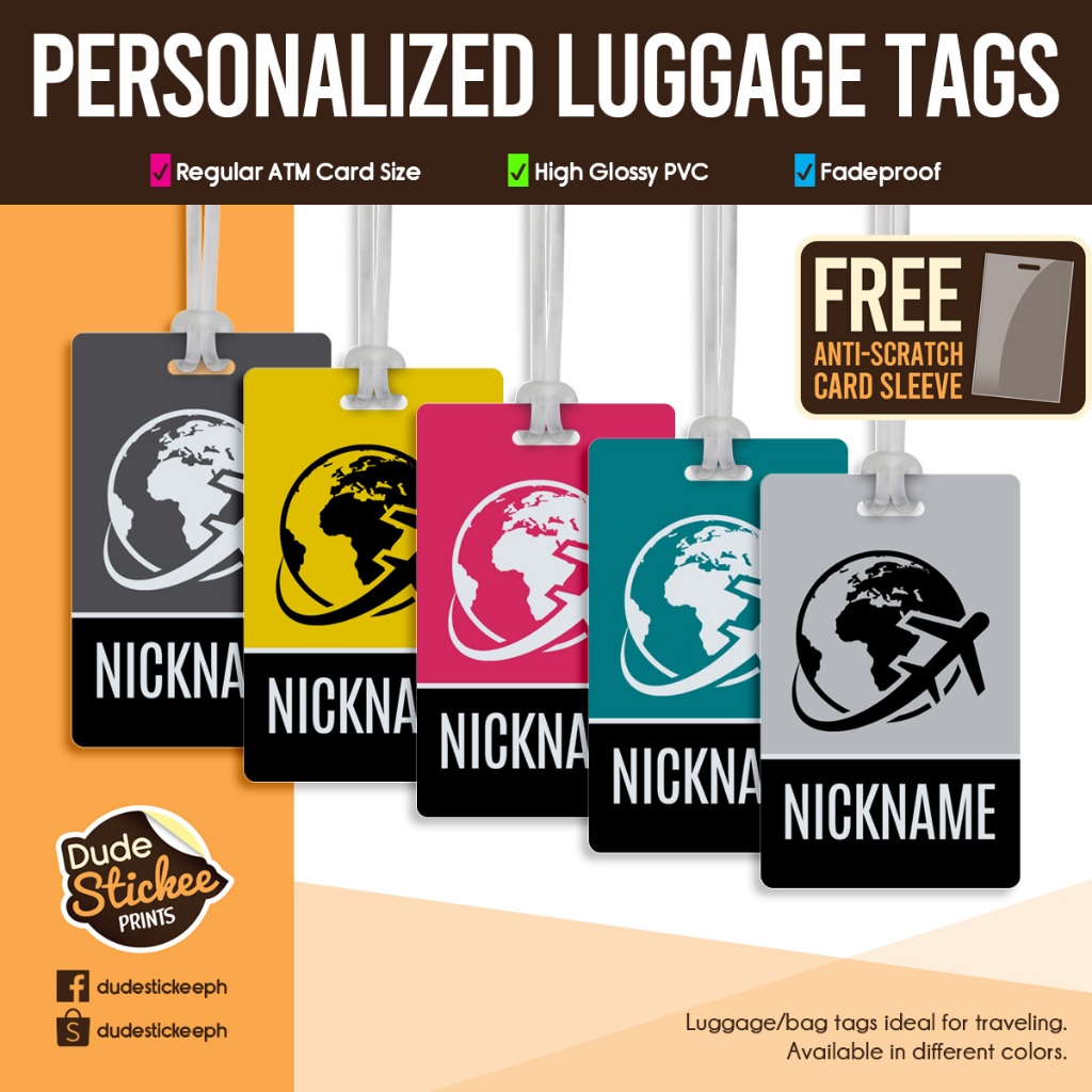 Personalized Luggage Tags - Bag Tags (World Traveler Design) | Shopee ...