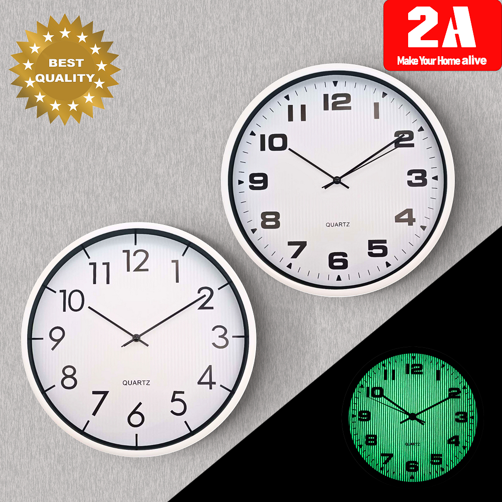 2A Wall Clock Glow in the Dark Luminous Home Decor Modern Minimalist ...