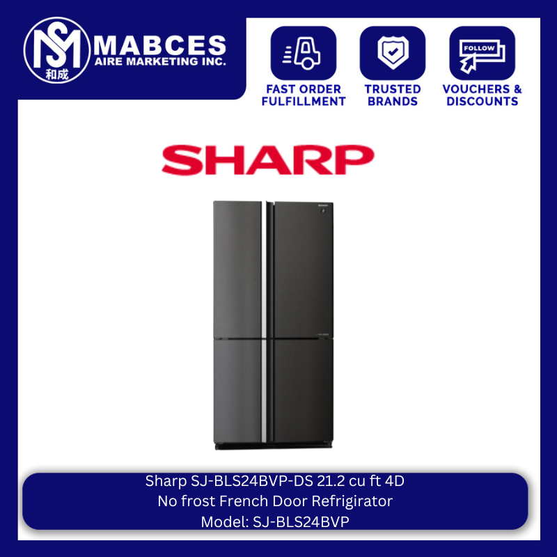 Sharp SJ-BLS24BVP-DS 21.2 cu ft 4D No frost French Door Refrigirator ...