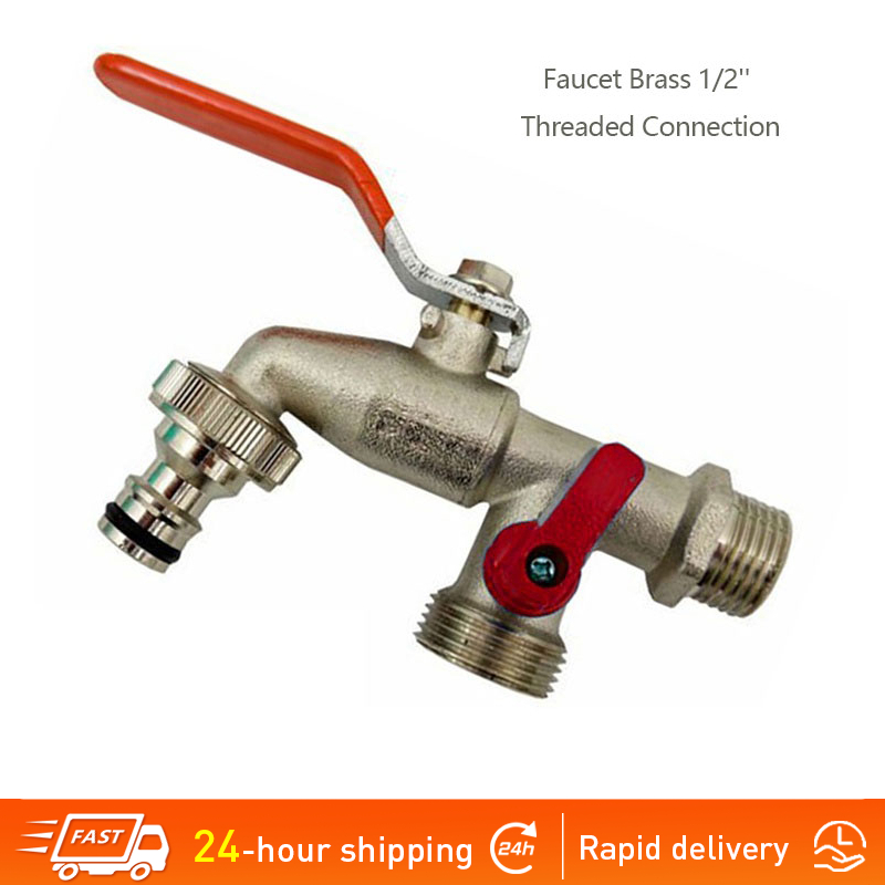 Faucet Brass 1/2'' Threaded Connection, Dual Outlet Spout ...