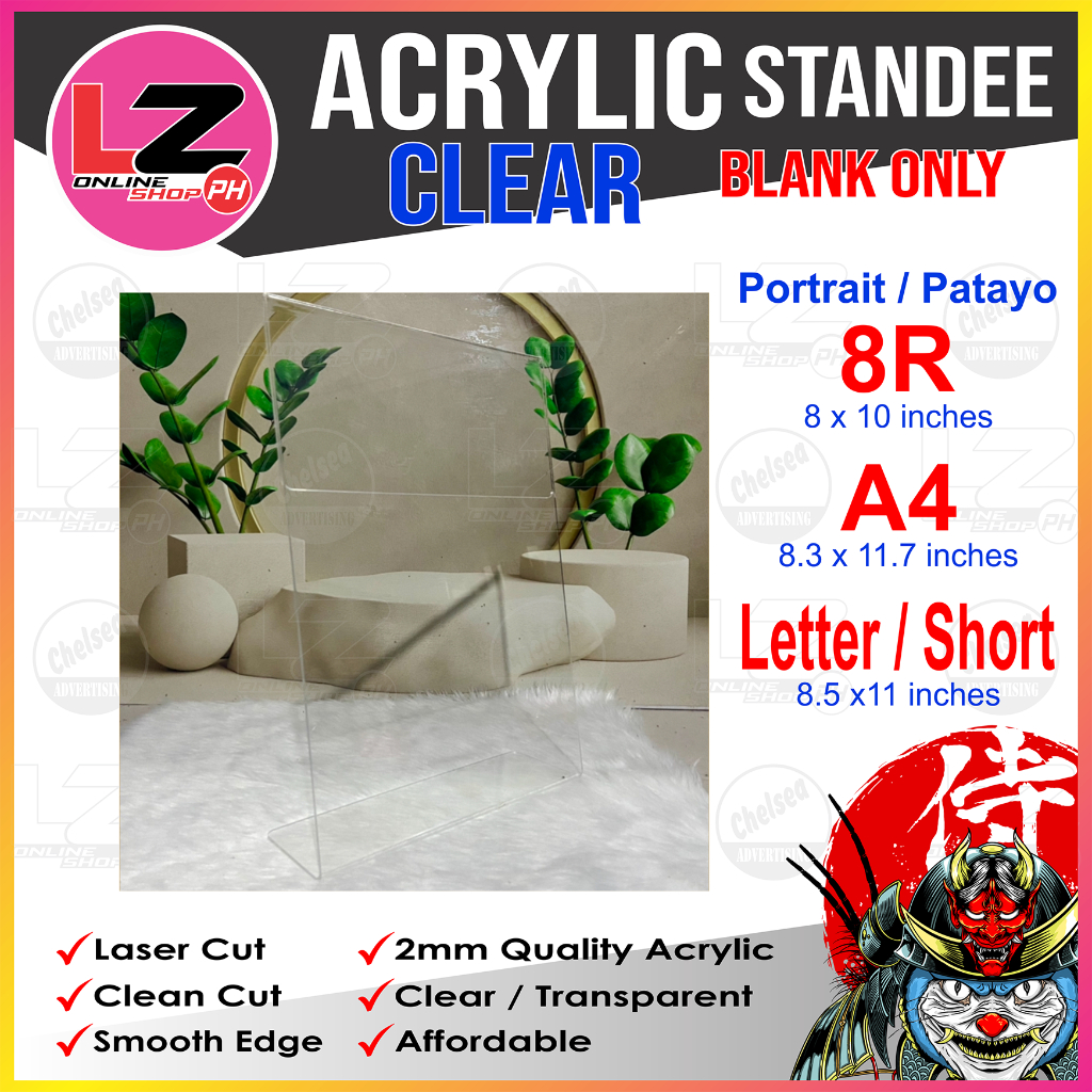 Acrylic Standee Blank Clear / Transparent, 8R, A4, Letter / Short, QR ...