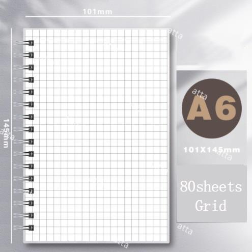 A4/B5/A5/A6 80Sheets Transparent Cover Spring Notebook Line/Blank/Grid ...