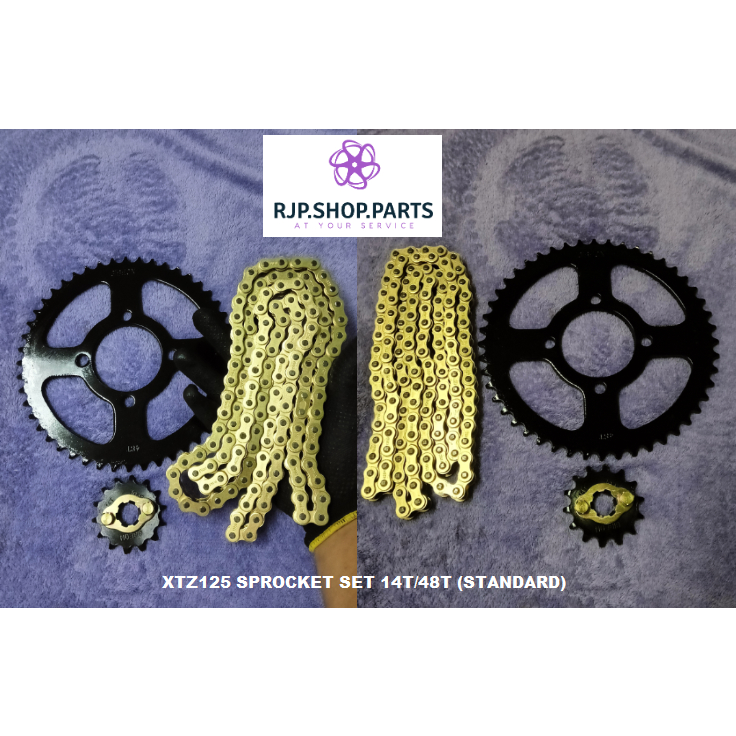 XTZ 125 SPROCKET SET 14T 48T INCLUDING GOLD CHAIN (STANDARD SPROCKET ...
