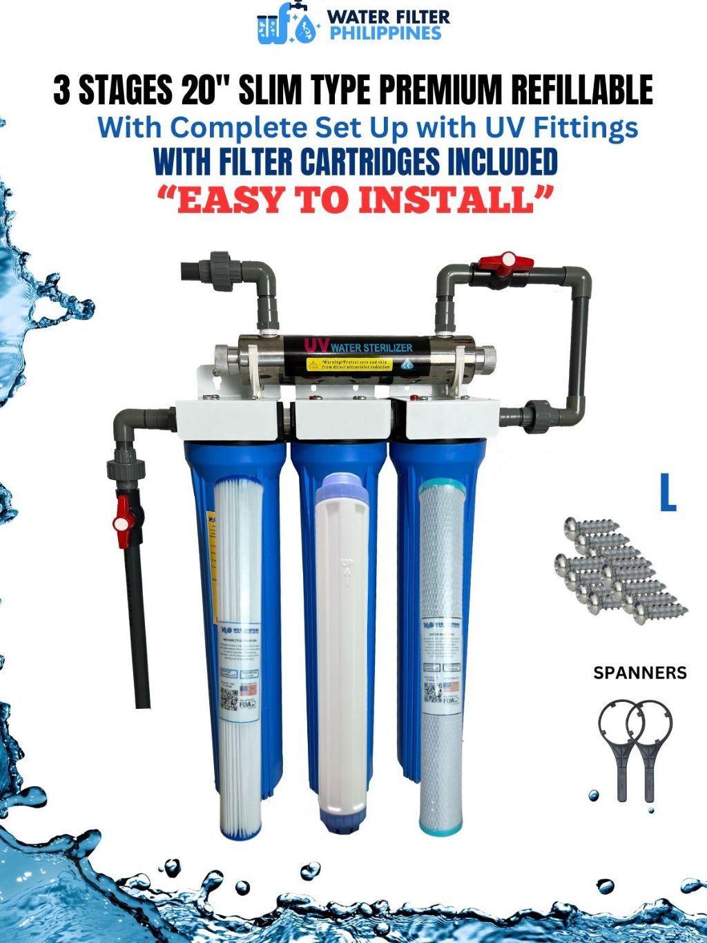 3 Stages Water Filter Refillable Deepwell Premium Heavy Duty Complete ...