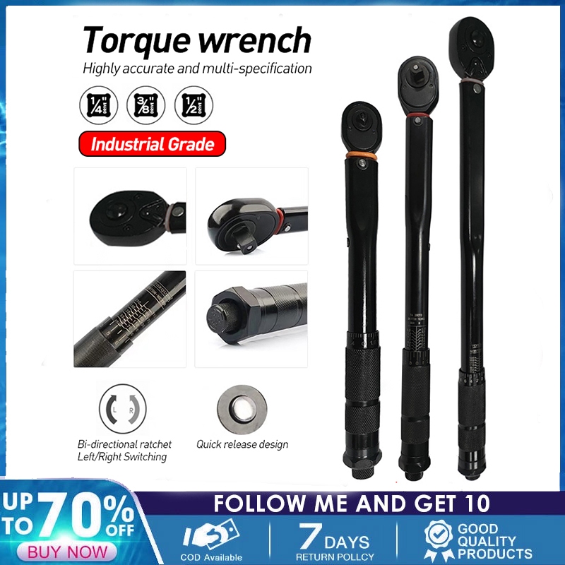 1/2" 3/8"1/4" Torque Wrench 5-210 N.m Ratchet Adjustable Spanner Key ...