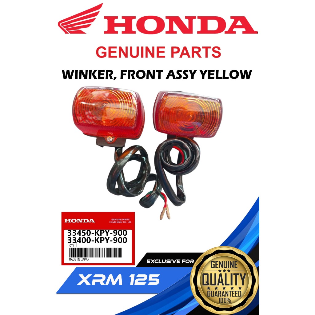 GENUINE WINKER, FRONT ASSY LEFT & RIGHT YELLOW FOR XRM 125 ( 33450-KPY ...