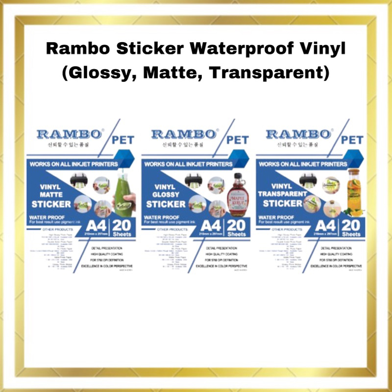 Rambo Sticker Vinyl Waterproof Matte, Glossy, Transparent 20sheets A4 ...
