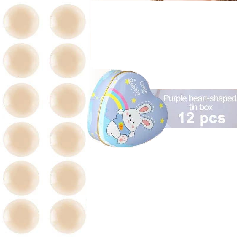 12pcs Invisible Pasties silicone bra Circular & Iron box Nipple Tape ...