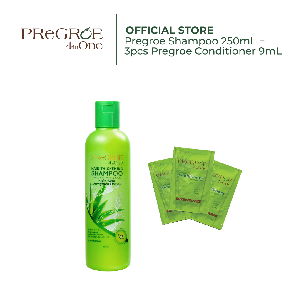PERFECT PAIR Pregroe Shampoo 250mL + Pregroe Conditioner 9mL 3pcs ...