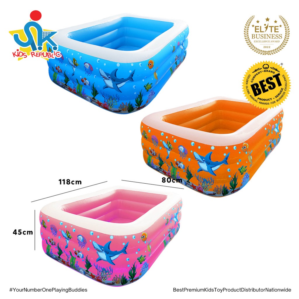 Inflatable Three Layer Outdoor Kiddie Pool Rectangular Swimming Pool ...