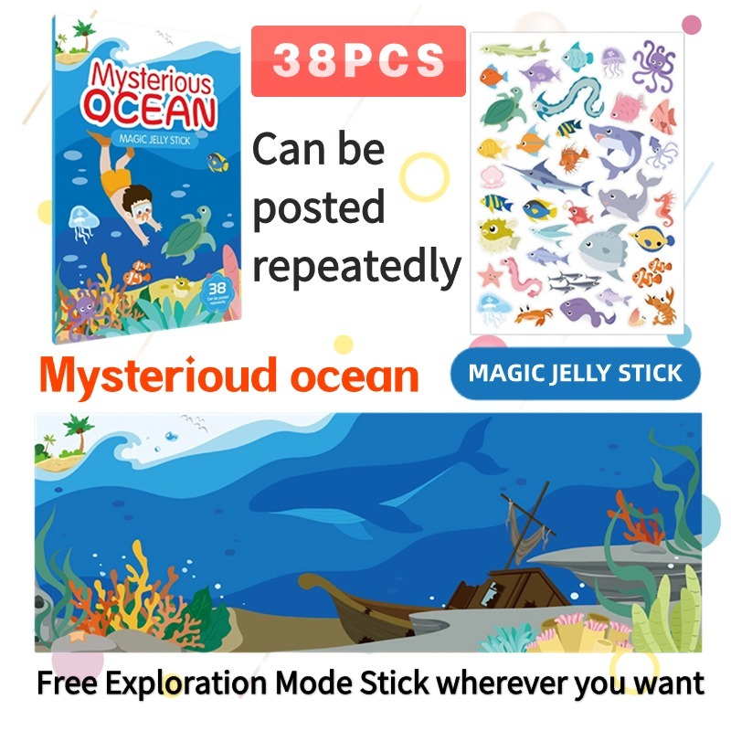 38PCS Kid Jelly Sticker Set Waterproof Sticker Ocean Traffic Theme ...