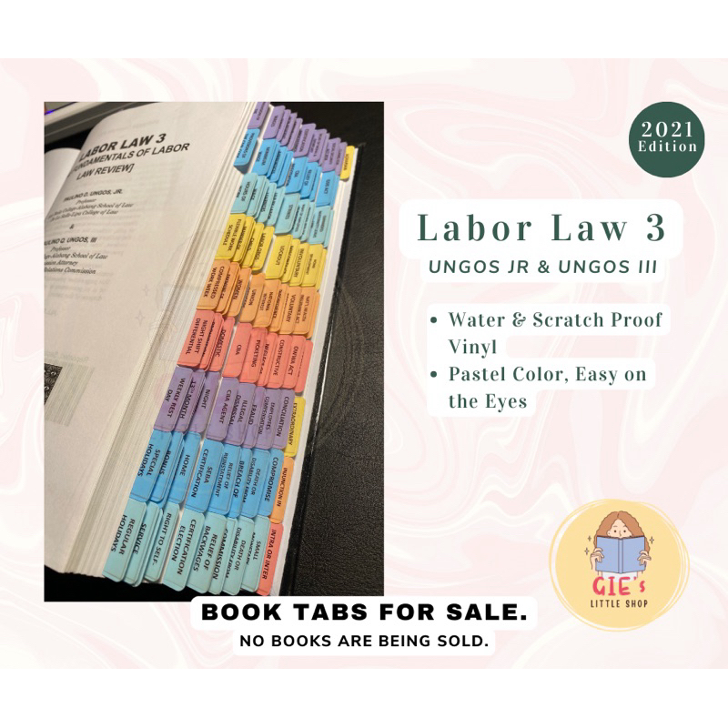 Labor Law 3 by Ungos 2021 Edition REX Books Book Tabs Labels Law School ...