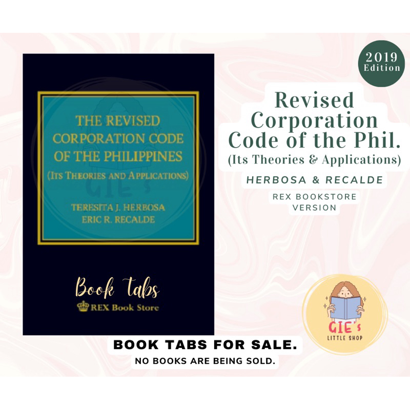 Revised Corporation Code by Herbosa & Recalde 2019 2023 REX Tabs Flags ...