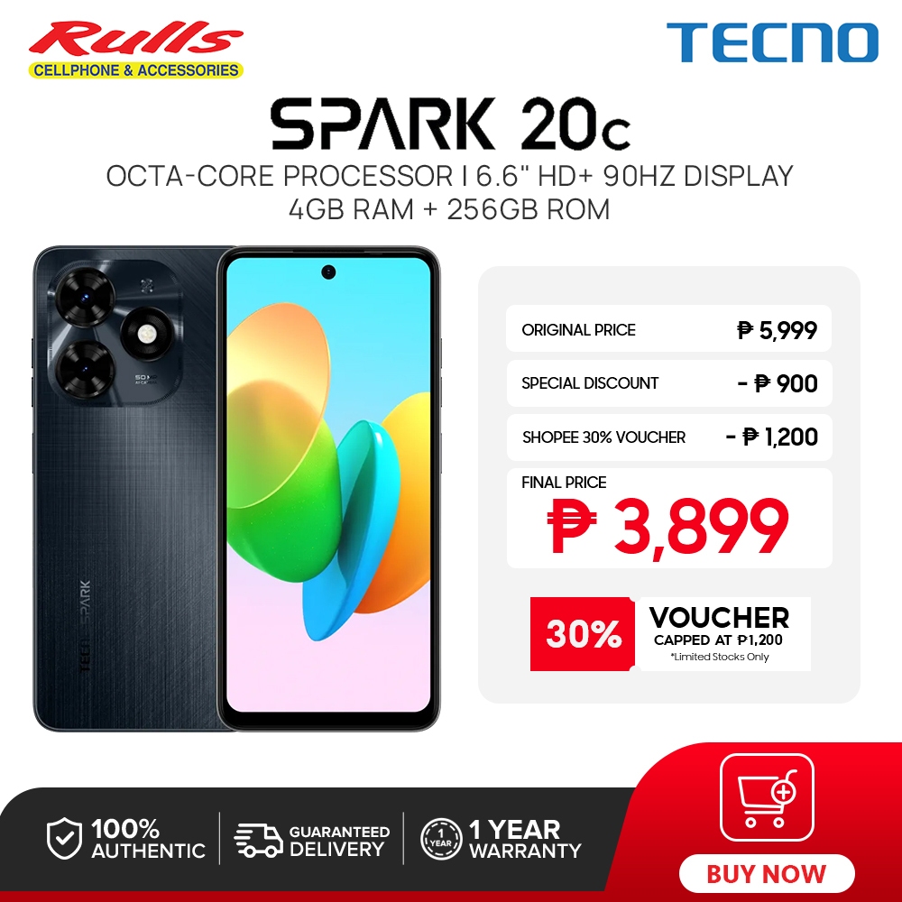 TECNO Spark 20C Smartphone | 4GB+128GB / 4GB+256GB / 8GB+128GB | Octa-core Processor | 50MP Main ...