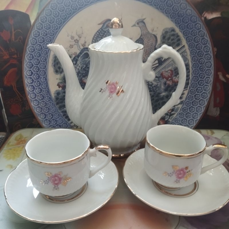 Branded Floral Teapot with Demitasse cups and saucers | Shopee Philippines