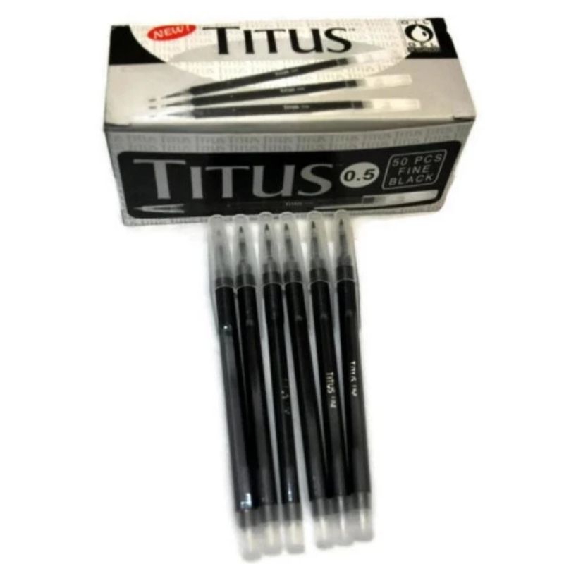 12PCS & 50PCS BLACK BLUE TITUS BALL POINT BALLPEN | Shopee Philippines