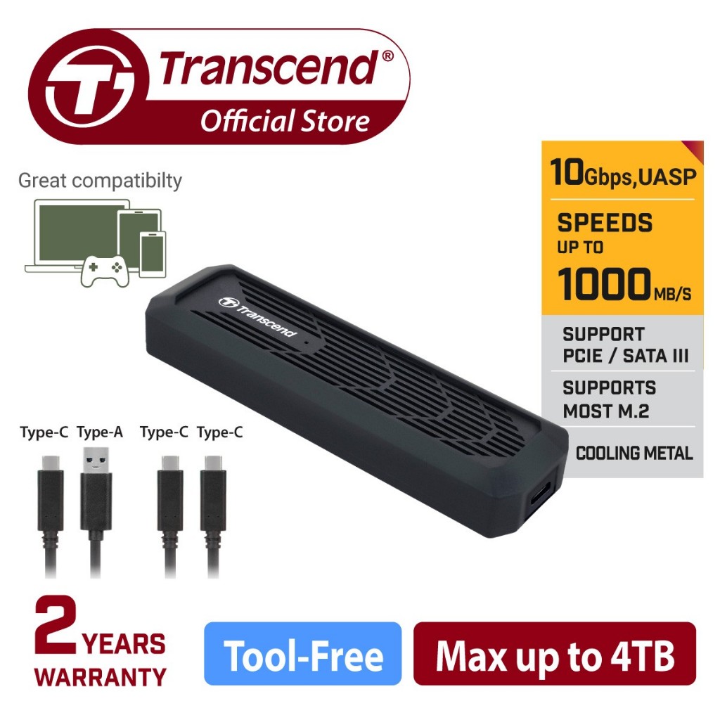 Transcend M.2 PCIe/SATA SSD Enclosure Kit (TS-CM10G) | Shopee Philippines