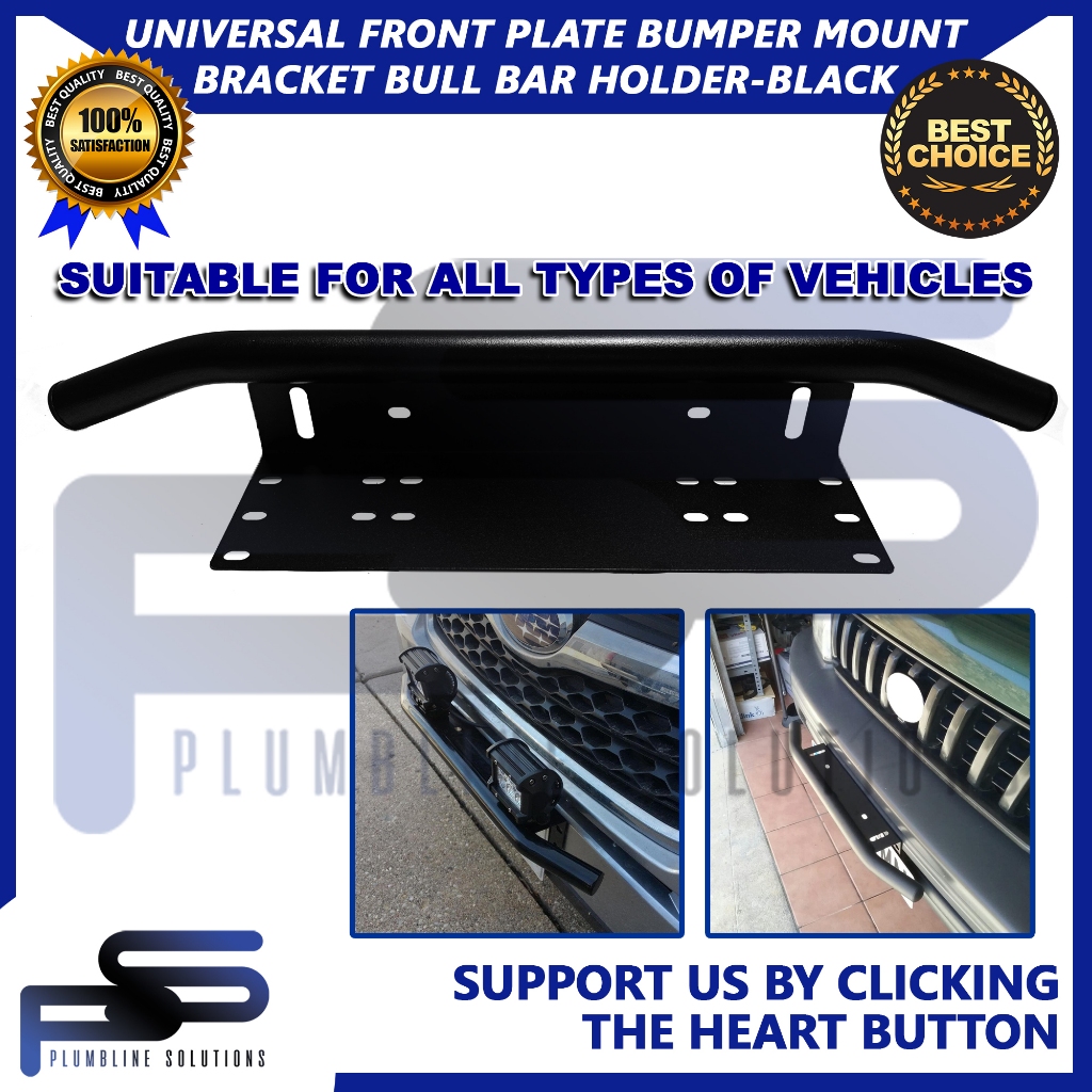 Universal Front Plate Bumper Mount Bracket Bull Bar Holder Black ...