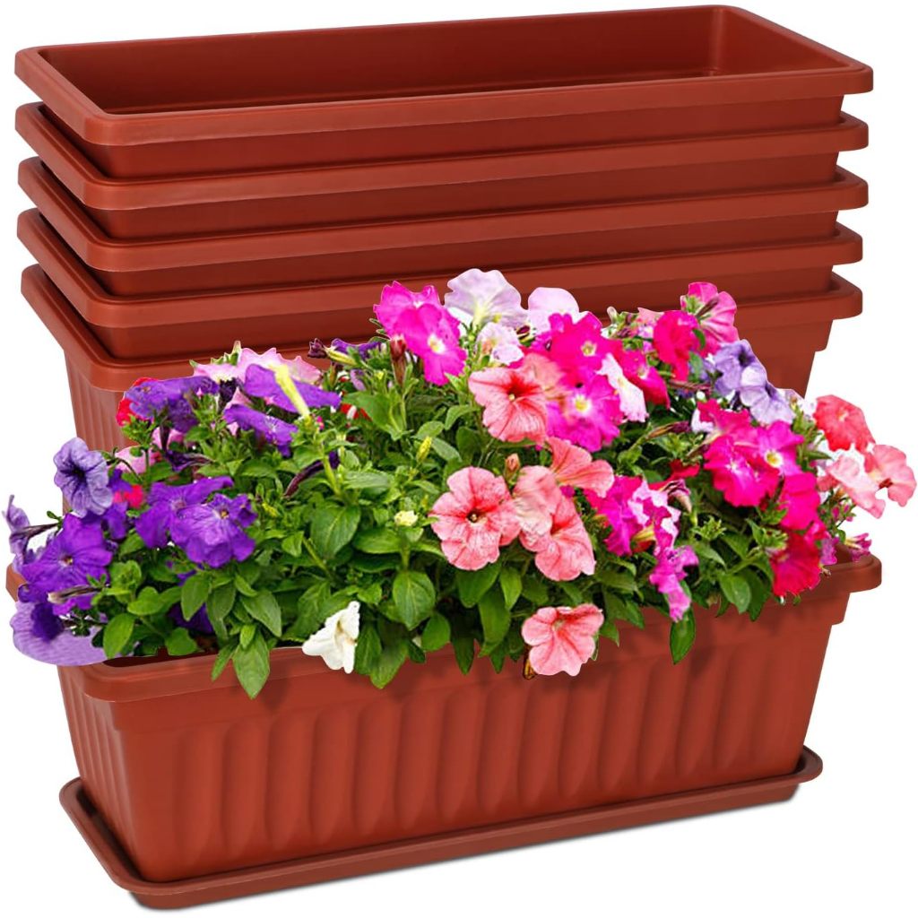 Rectangle Plastic Planter Pot (19x34x14)LxWxH Vegetable Planters with ...
