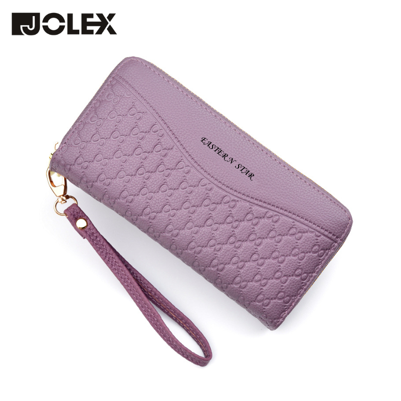 JOLEX Women Double Zipper PU Leather Long Purse Big Capacity Clutch ...