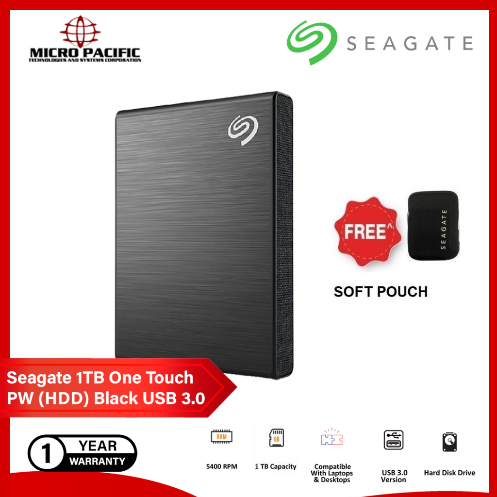 Seagate 1TB One Touch External Hard Drive For Mac and Windows with ...