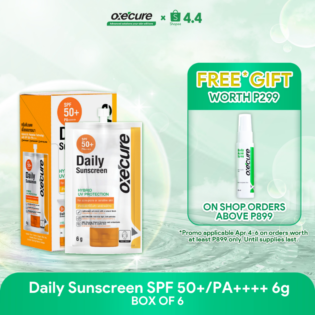 OXECURE Daily Sunscreen SPF 50+/PA++++ 6g Box of 6 | Shopee Philippines
