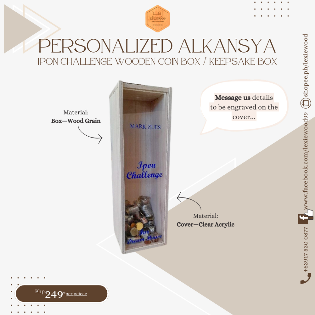 Personalized Alkansya Ipon Challenge Wooden Box Coin Box | Shopee ...