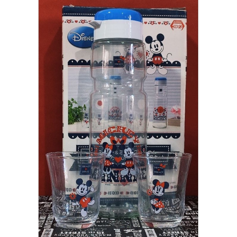 Mickey and Minnie Mouse Glass Pitcher Set DISNEY SEGA | Shopee Philippines