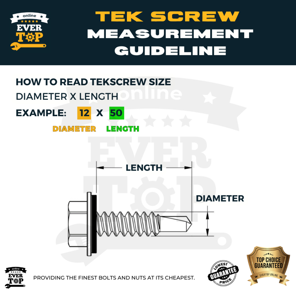 (1box) Tek Screw Wood & Steel/Metal (Sold Per Box) Text Screw | Tex ...