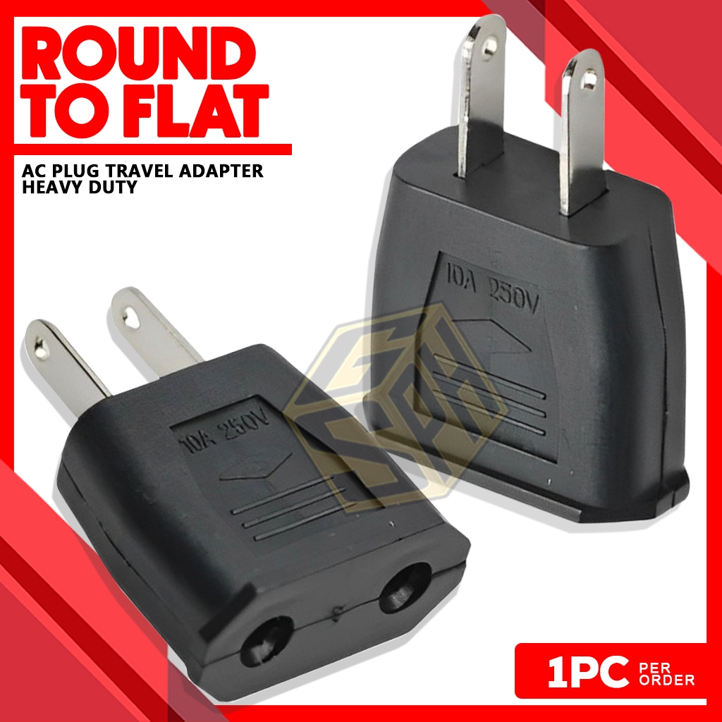 Round To Flat AC Plug Adapter Heavy Duty | Shopee Philippines