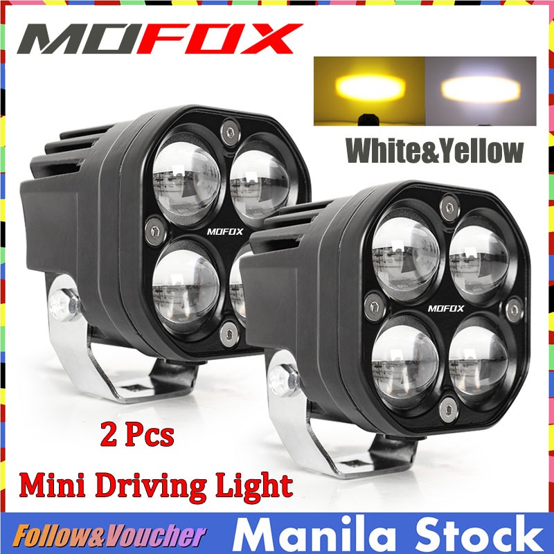 MOFOX D2 Laser Gun Led Light Motorcycle 2-in-1 White&Yellow Fog Light Car LED D1 Mini Driving ...