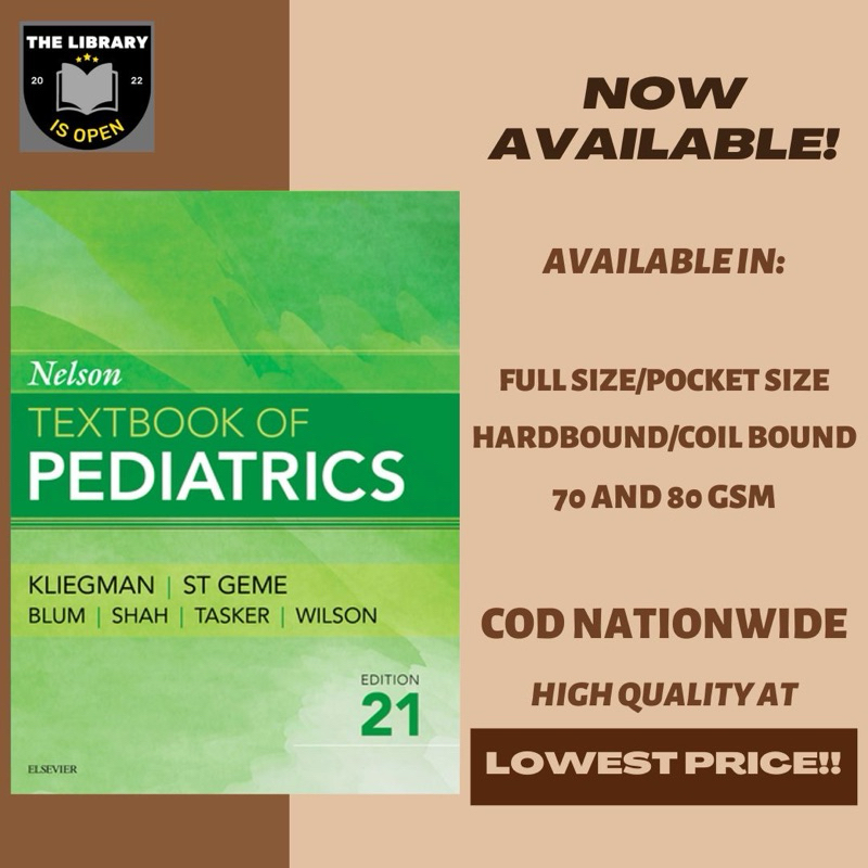 NELSON TEXTBOOK OF PEDIATRICS 21ST EDITION | Shopee Philippines