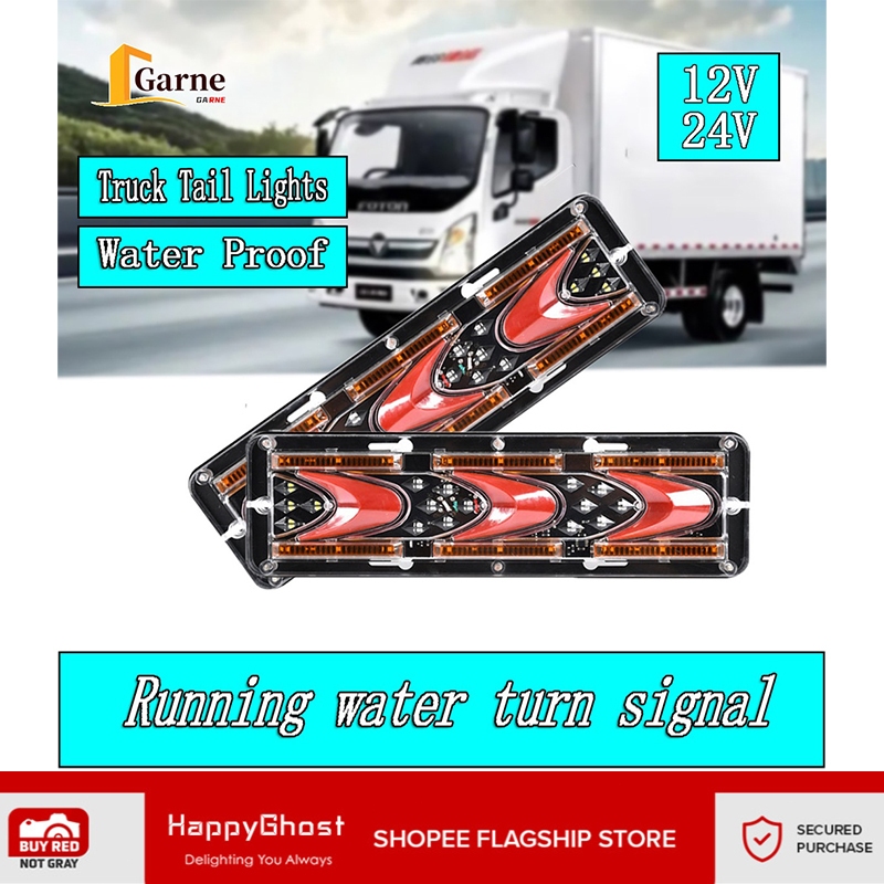 1Pair 12V 24v LED Running water turn signal truck tail light van brake ...