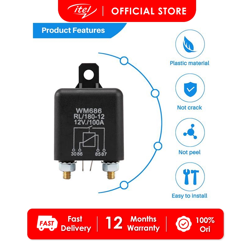 12V 100Amp 4-Pin Heavy Duty ON/OFF Switch Split Charge Relay For Auto ...