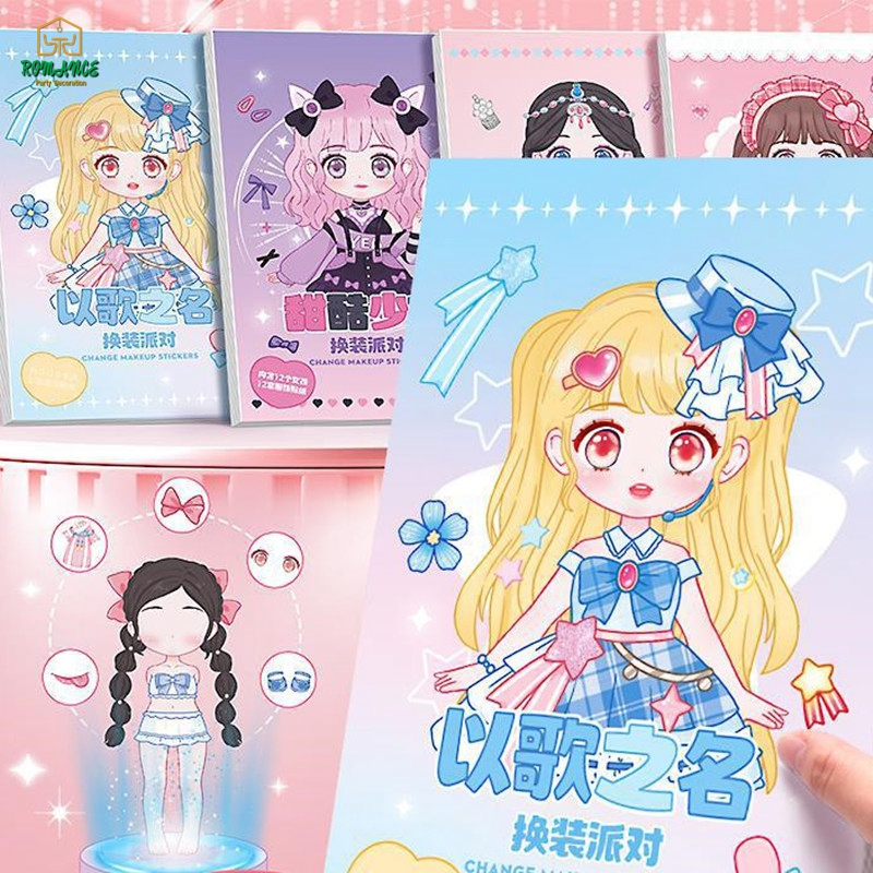 Sticker Book Stickers Paper Doll Dress Up Whole Body Dress Up Girl ...