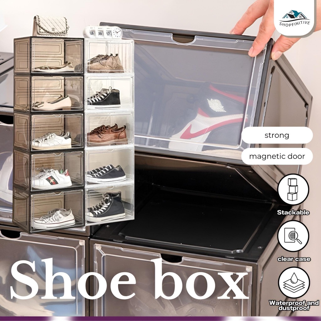 Stackable Acrylic Shoe Box Shoe Storage Box Storage Organizer Magnetic ...