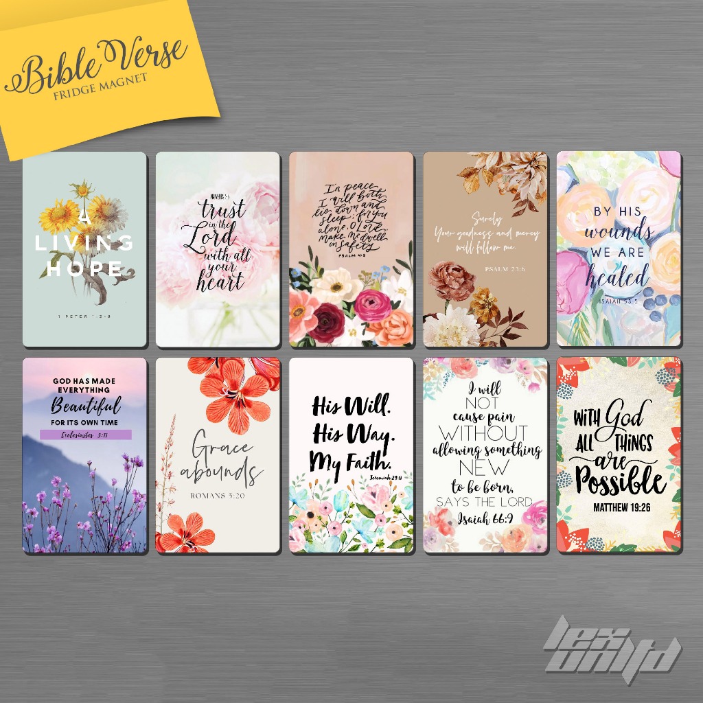 Set of 5/10 Colorful Bible Verses Ref Magnets | Fridge Magnets ...