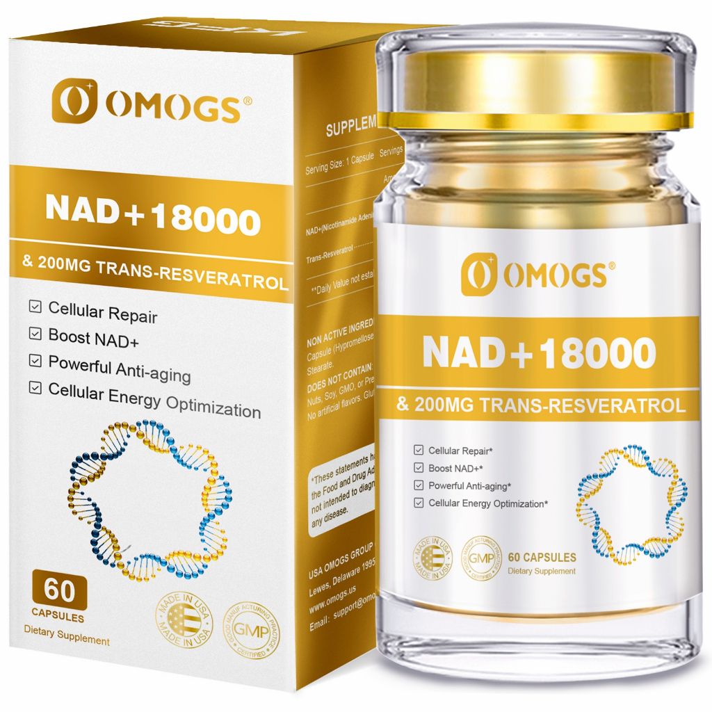 OMOGS NAD+ 300 mg + Trans-Resveratrol 200 mg, Pure NAD Supplement ...