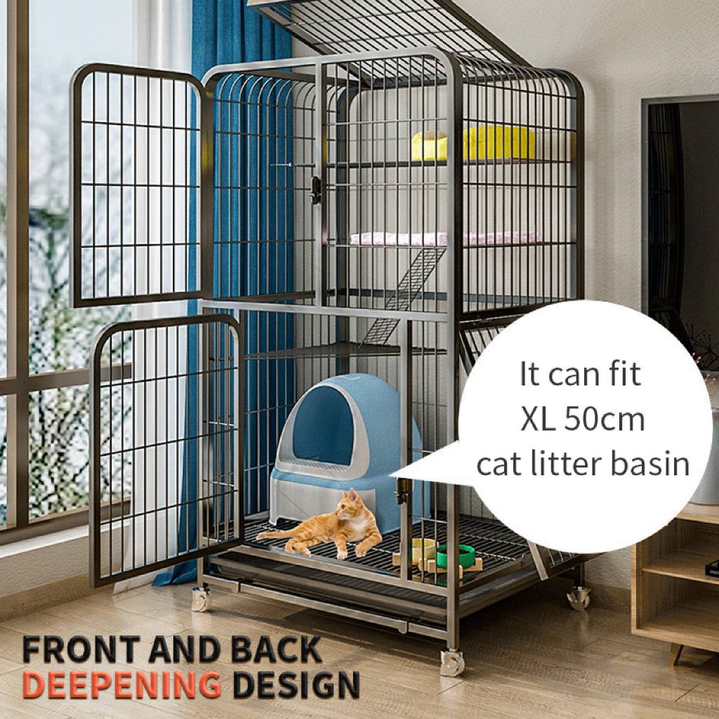 Cat Cage Durable Large Easy to Clean Spacious Crate for Multiple Cats ...