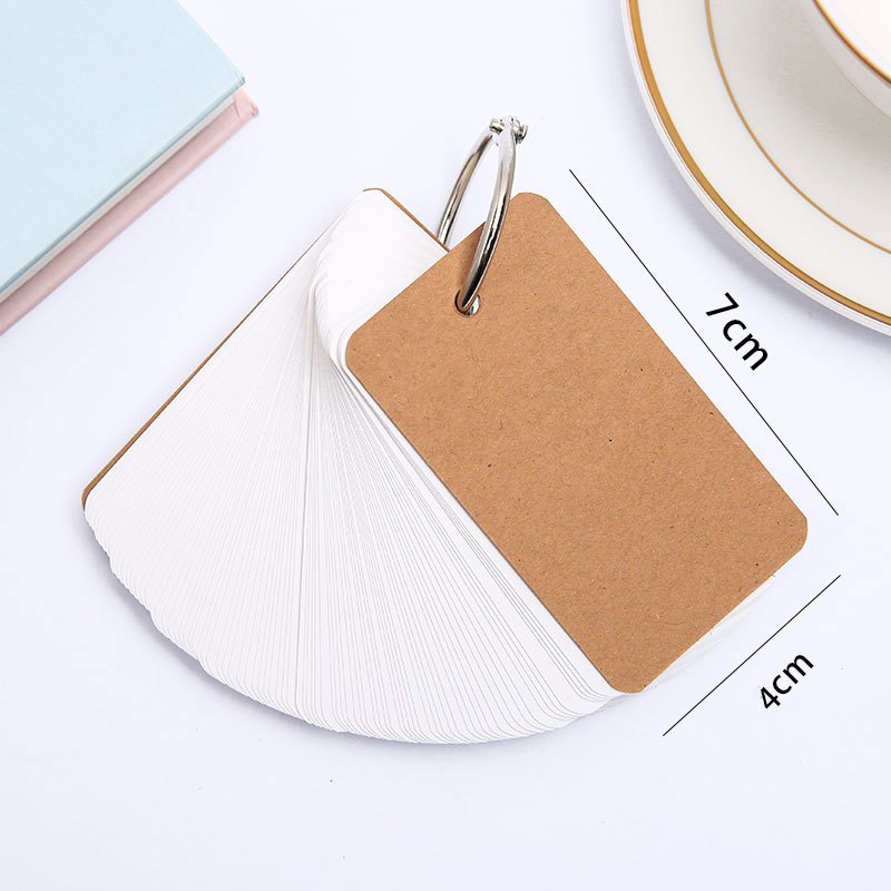 100 Pages Iron Ring Handwritten Memo Hard Blank English Word Card Loose ...