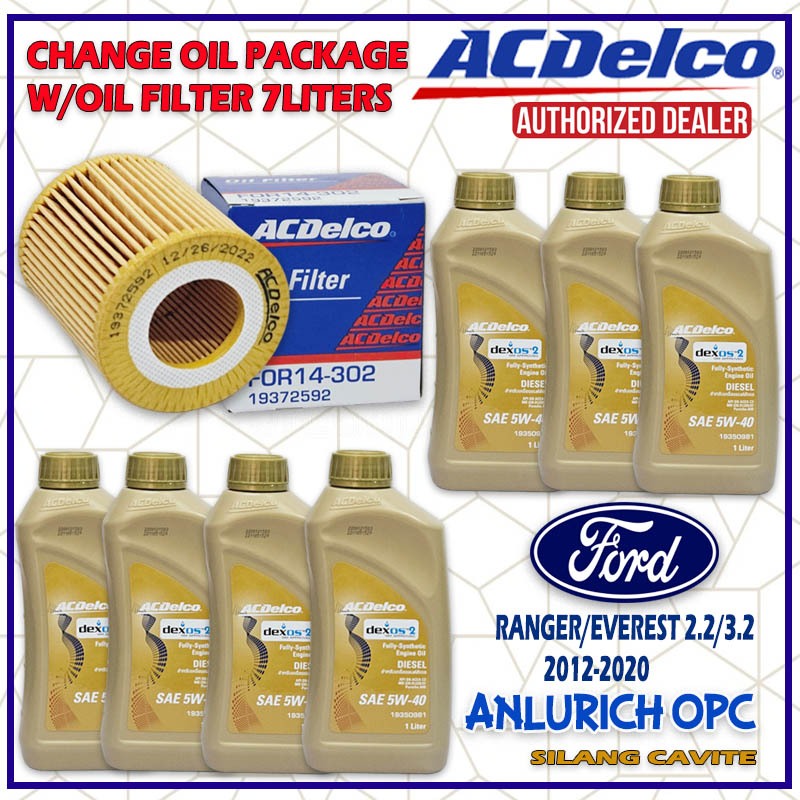 ACDELCO FULLY SYNTHETIC ENGINE OIL 5W-40 DEXOS 2 (CHANGE OIL PACKAGE W ...