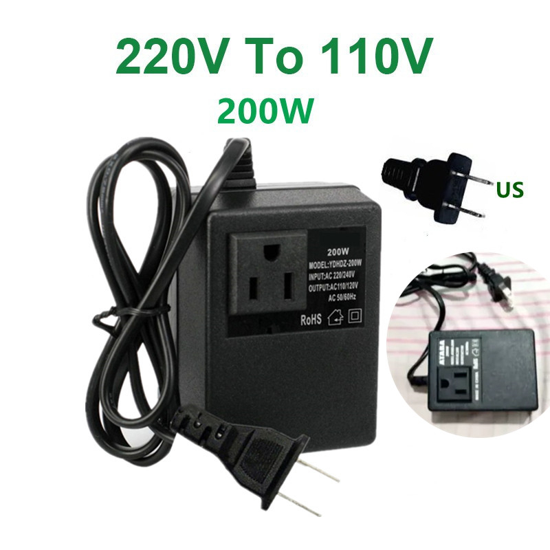 200W AC 220V To 110V Step Down Transformer Voltage Converter Travel ...