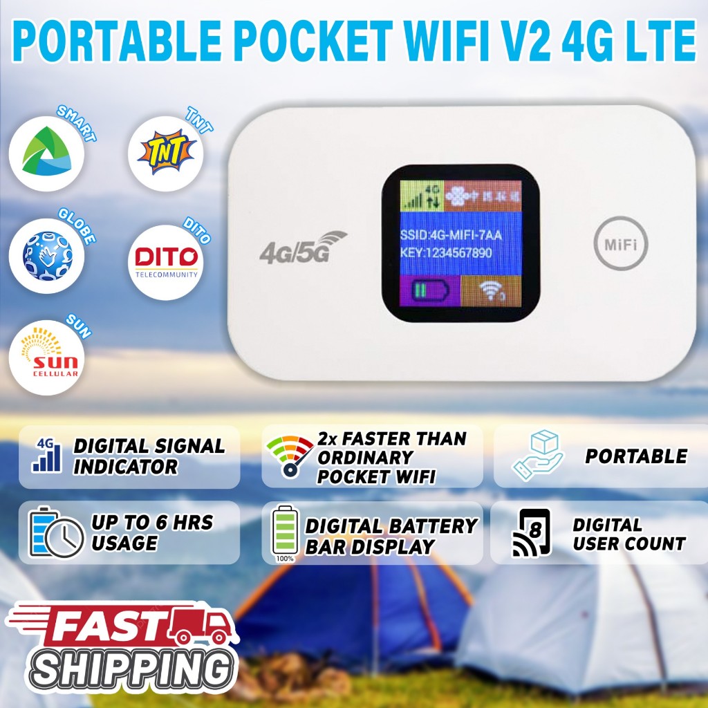 4G LTE Pocket WiFi Openline Hotspot Router Modem Universal Sim Card 150Mbps Data Travel Online ...