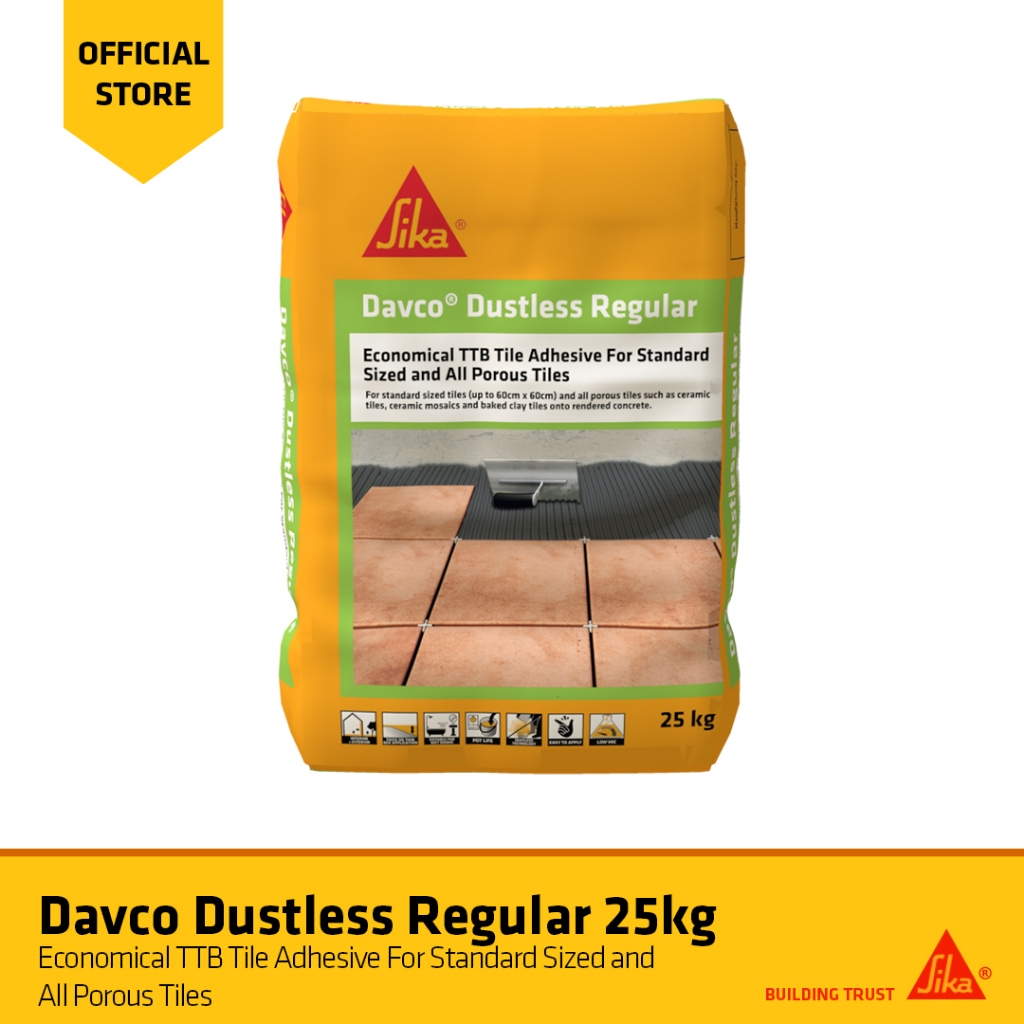 SIKA DAVCO Dustless Regular Tile Adhesive 25kg bag | Shopee Philippines