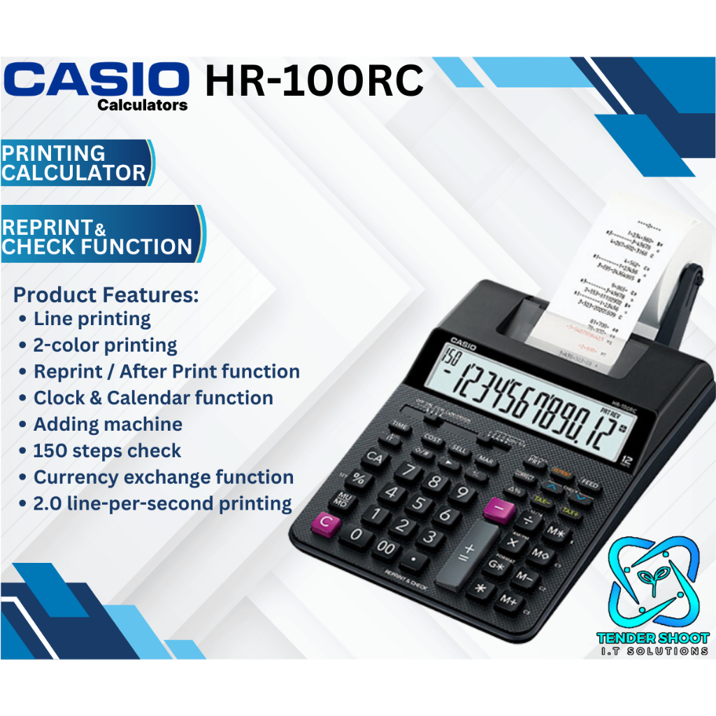 HR-100RC CASIO Printing Calculator / Adding Machine / Electric ...