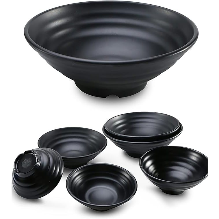 GMINI 6/12 PCS Plastic Bowl Multipurpose Serving Bowl 19cm/23cm Black ...