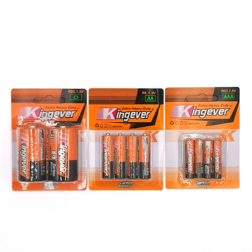 [Kingever] Carbon Battery Extra Heavy Duty (AA, AAA, D, 9V Size ...