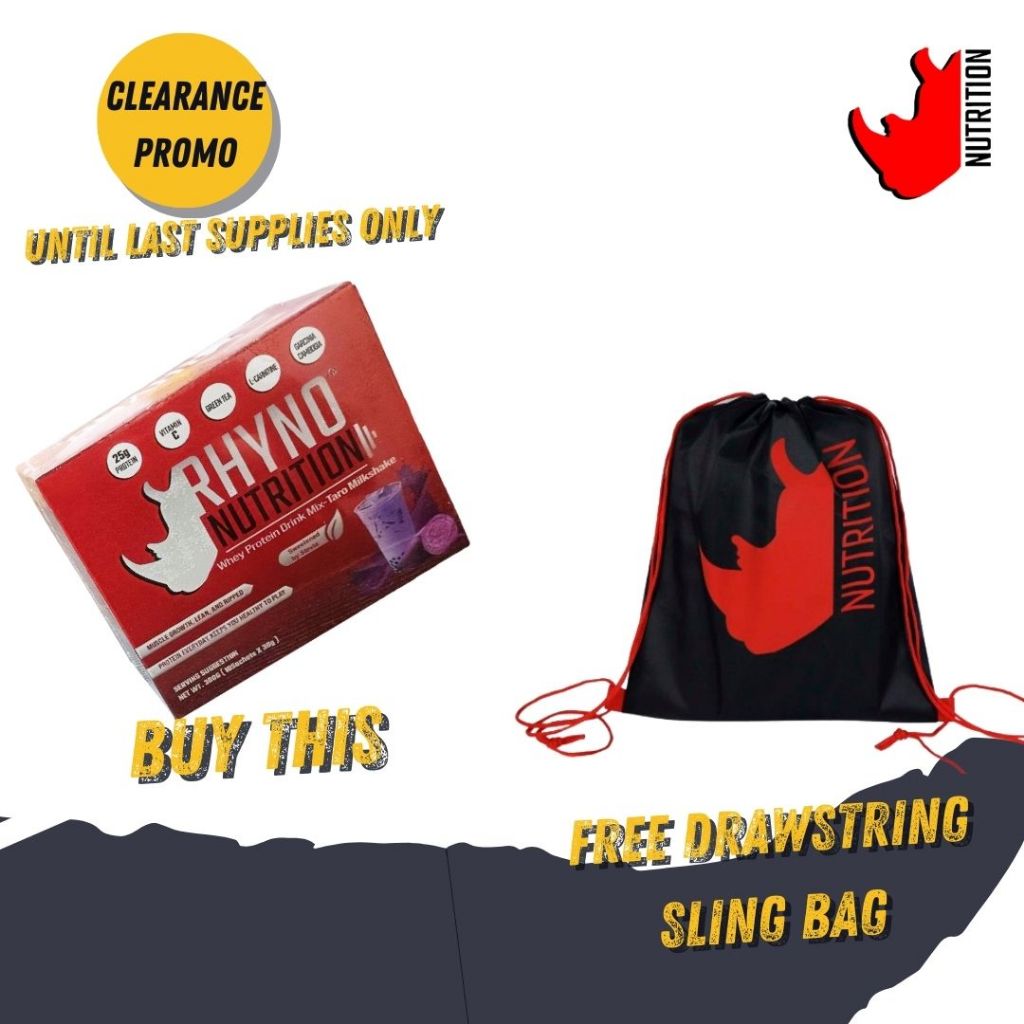 RHYNO NUTRITION WHEY PROTEIN TARO MILKSHAKE 10 SACHETS WITH FREE RHYNO ...